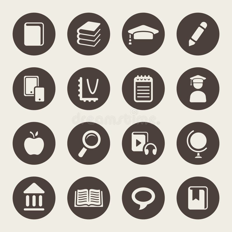 Education theme icon set stock illustration. Illustration of blackboard ...