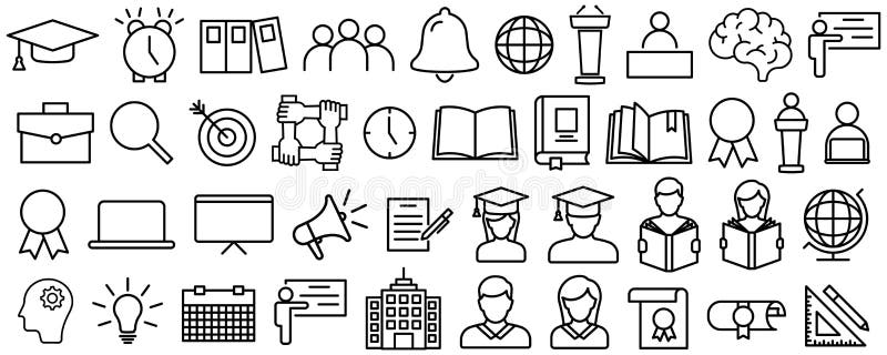 Education Thin Line Icons. Students Line Icons Set Stock Vector ...