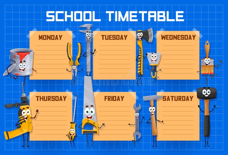 Education Timetable Schedule, Cartoon Caticorn Stock Vector ...