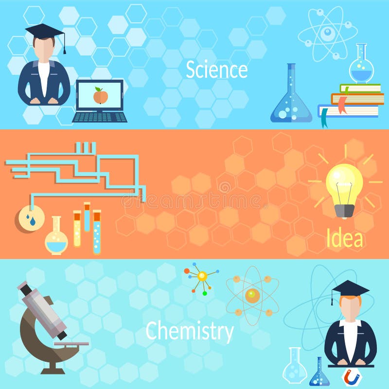 Education and Training Teacher Chemistry Banners Stock Vector ...