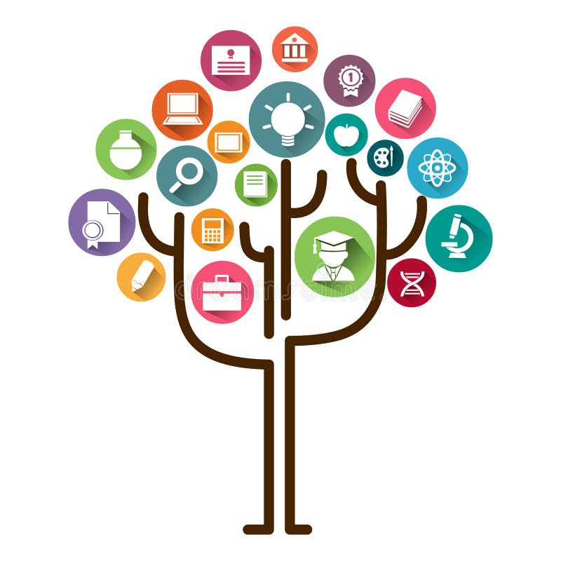 Education Tree Concept Learning.Education Icons and Tree Vector ... Education Tree Concept Learning.Education Icons and Tree Vector ...