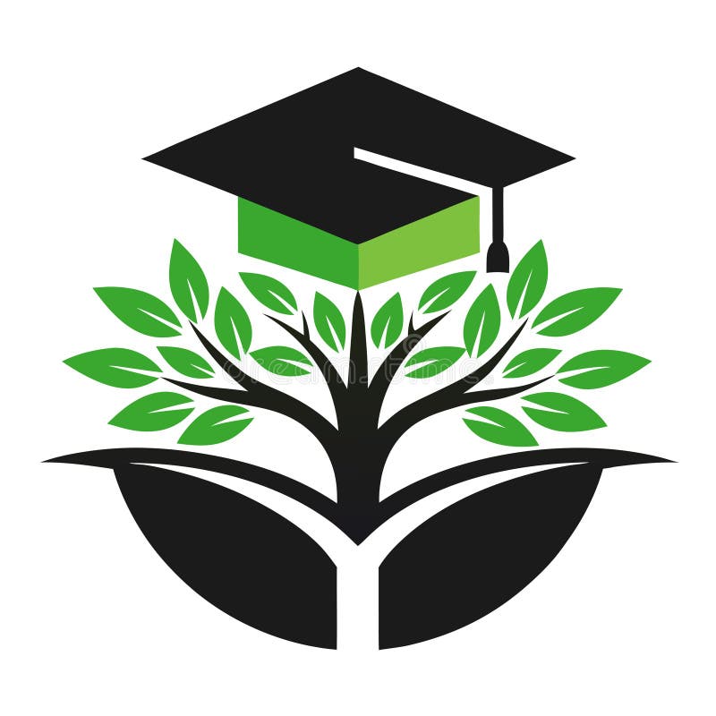 Education Tree Logo with Graduation Cap: Growth and Knowledge Symbol ...