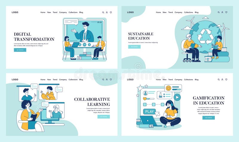 Education Trends. Flat Vector Illustration Stock Vector - Illustration ...