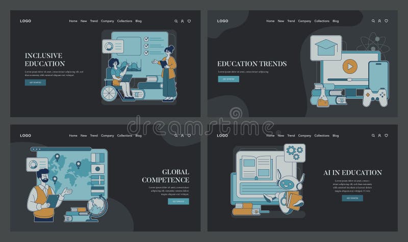 Education Trends. Flat Vector Illustration Stock Vector - Illustration ...