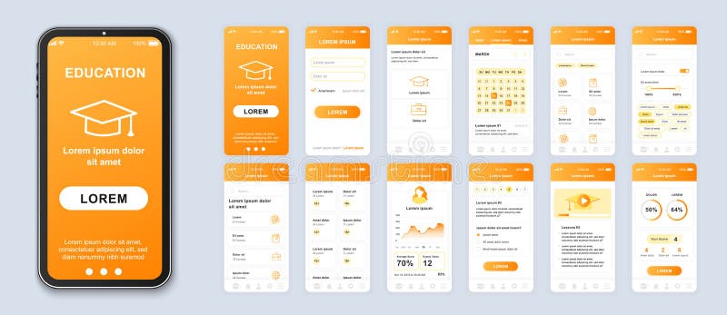 Education UI Smartphone Interface Vector Stock Vector - Illustration of ...