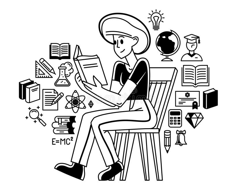 Education in University or Collage, Student is Doing Homework or ...