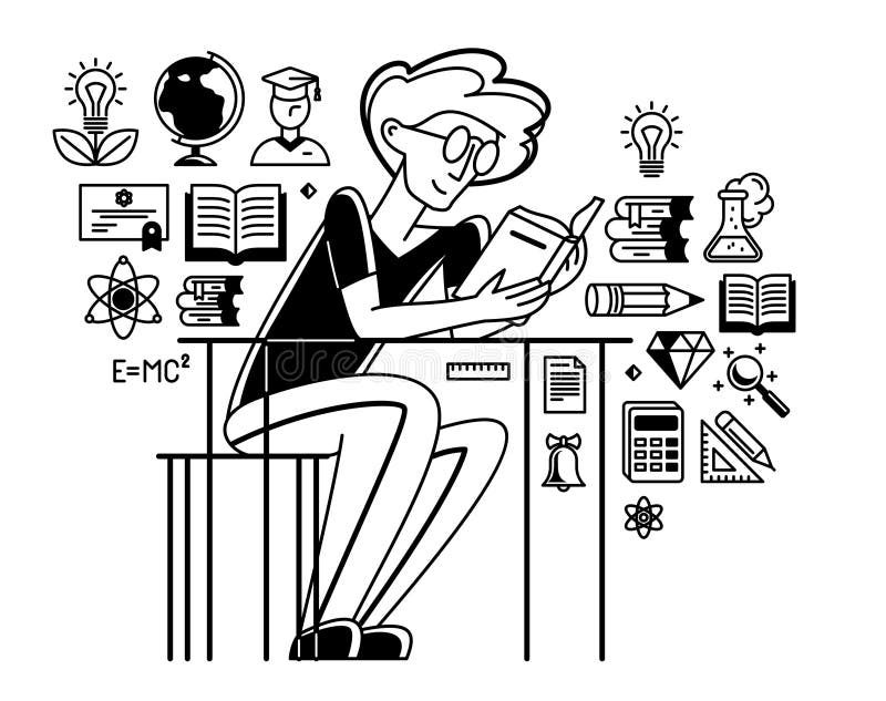 Education in University or Collage, Student is Doing Homework or ...