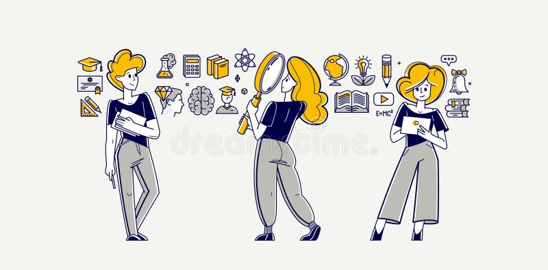 Education in University or Collage, Students are Doing Homework or ...