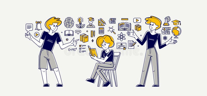 Education in University or Collage, Students are Doing Homework or ...