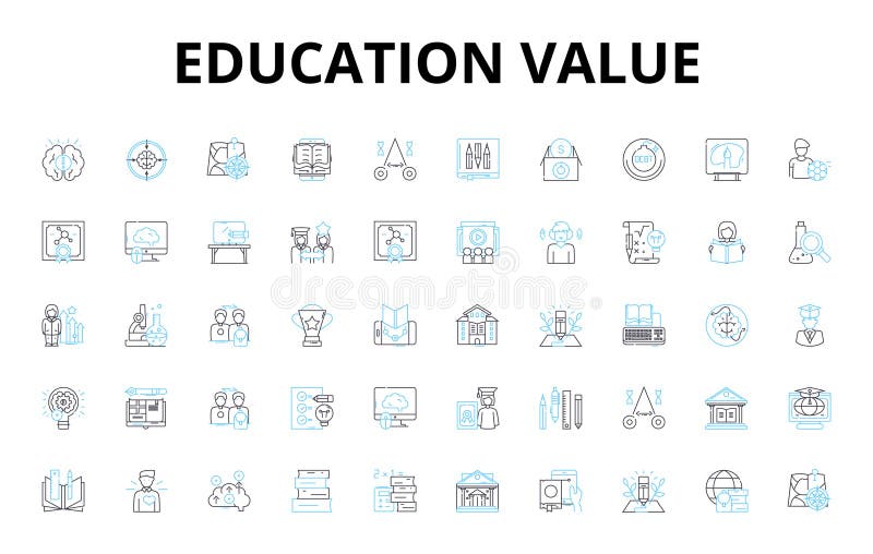 Education Value Linear Icons Set. Knowledge, Learning, Skills ...