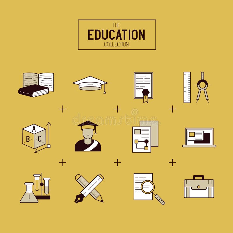 Education Vector Icon Set stock vector. Illustration of icon - 60077910