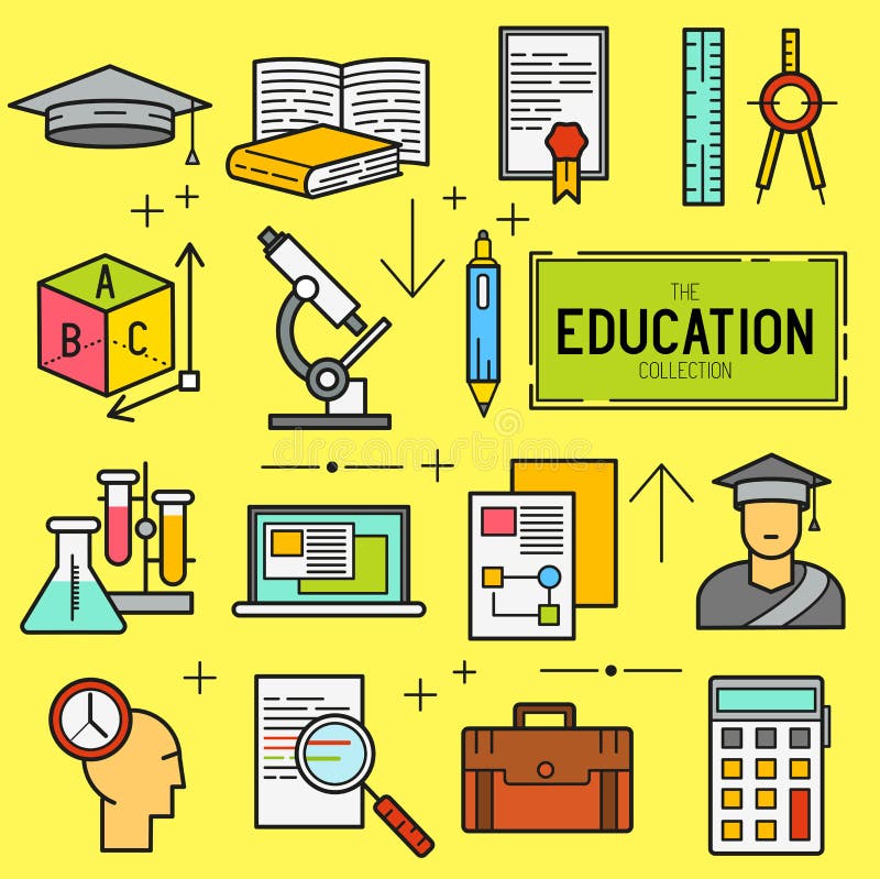 Education Vector Icon Set stock vector. Illustration of books - 60077455