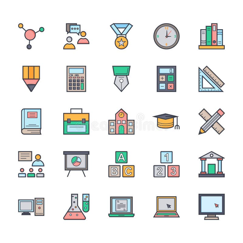Education Vector Icons 2 stock illustration. Illustration of blocks ...