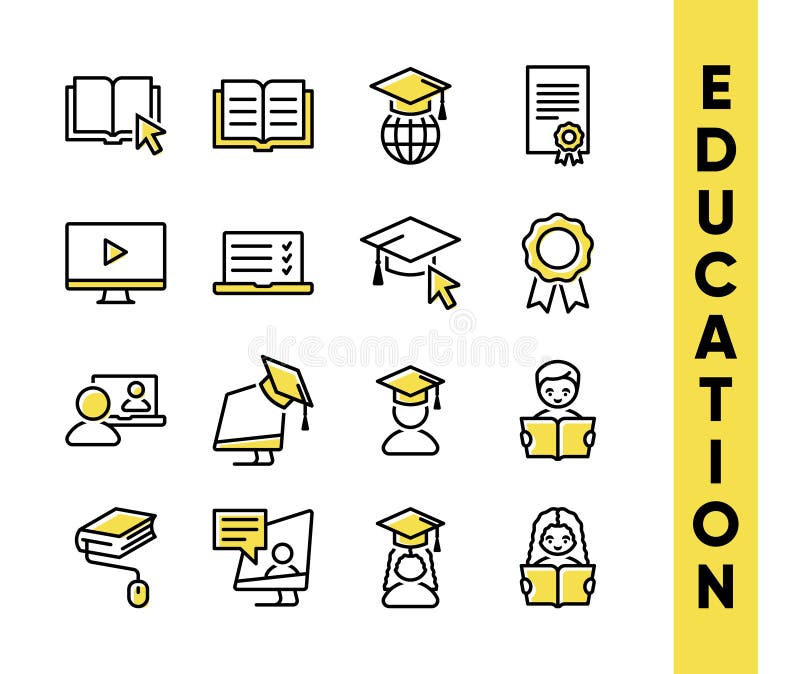 Trendy Education Vector Icons Set for Online Education, Freelance ...