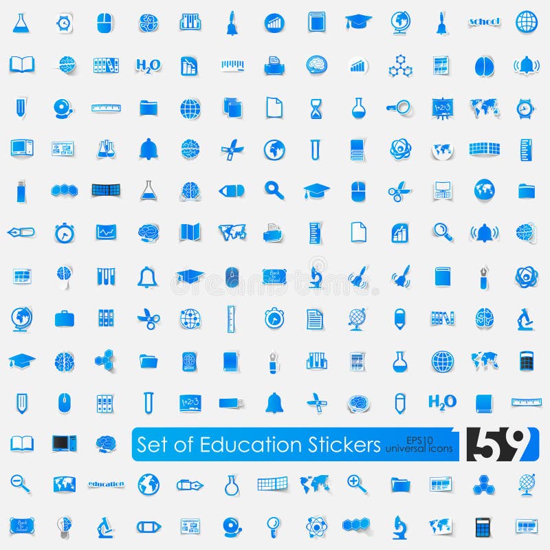 Set of education stickers stock vector. Illustration of school - 103313164