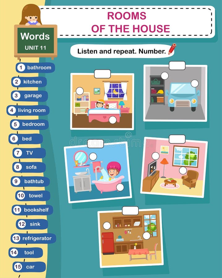 Education Vocabulary Rooms Stock Illustrations – 5 Education Vocabulary ...