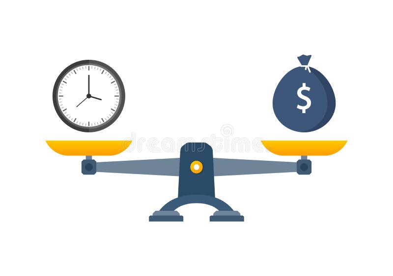 Education Vs Time on Scales Icon. Money and Time Balance on Scale Stock ...