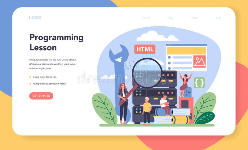 It Education Web Banner or Landing Page. Student Write Software Stock ...