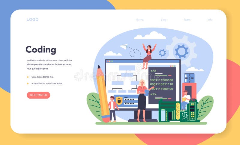 It Education Web Banner or Landing Page. Student Write Stock Vector ...