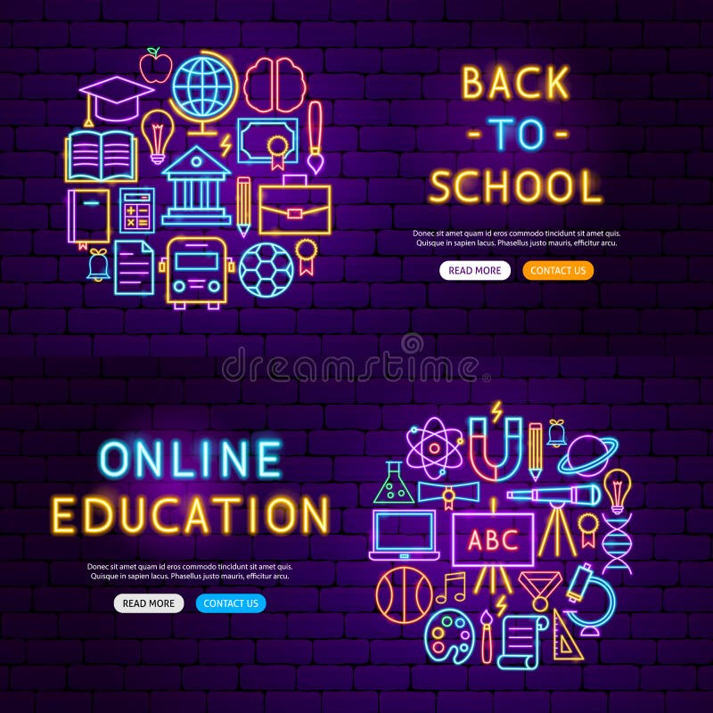 Education Website Banners stock vector. Illustration of learning ...