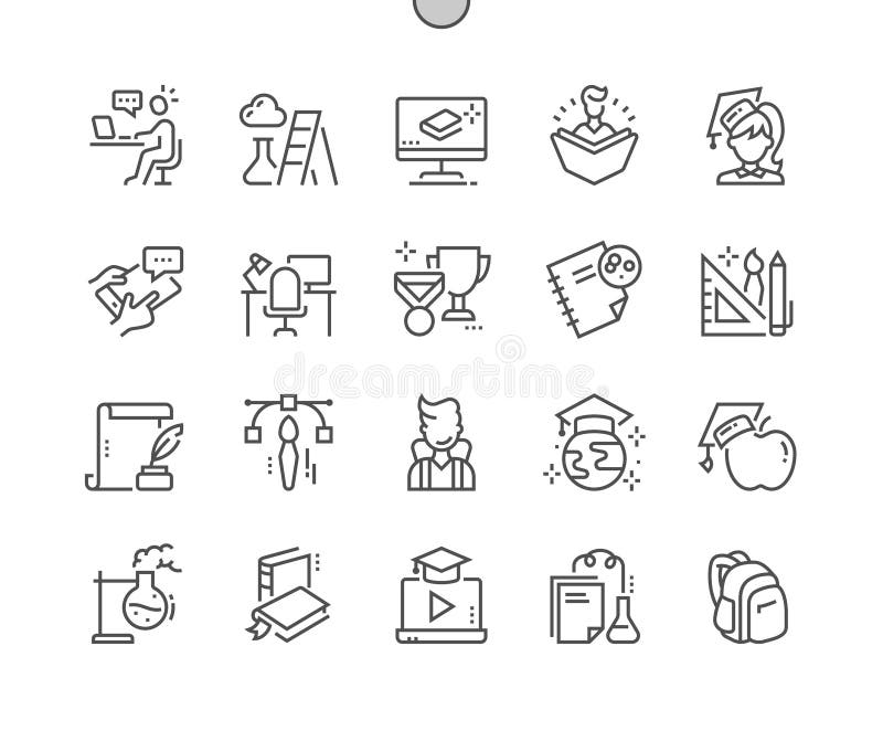 Education Well-crafted Pixel Perfect Vector Thin Line Icons 30 2x Grid ...