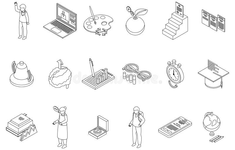 Education Workflow Icons Set Vector Outline Stock Illustration ... Education Workflow Icons Set Vector Outline Stock Illustration ...
