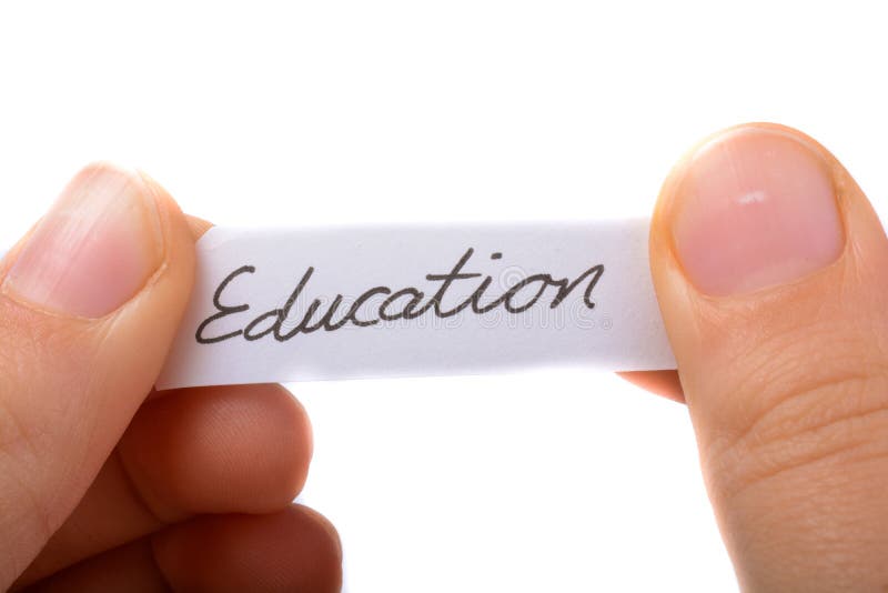 Education Written a Piece of Torn Paper Stock Image - Image of written ...