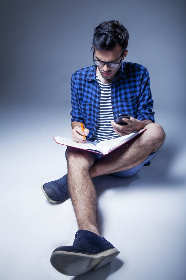 Education. Young Male Student Preparing for Exams. Self Develop Stock ...