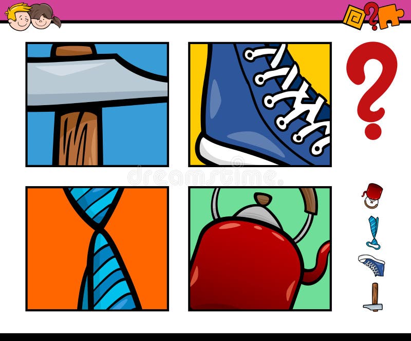 Guess Objects Cartoon Game for Children Stock Vector - Illustration of ...