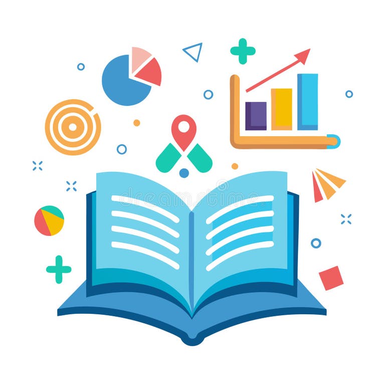 Educational Analytics: Open Book with Graphs, Charts, and Data Points ...