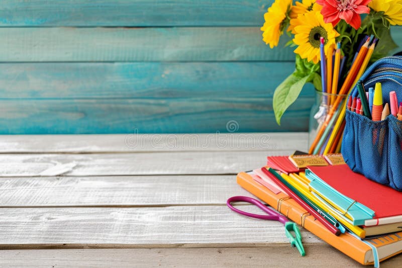 Educational Back To School Table Banner. Generate Ai Stock Image ...