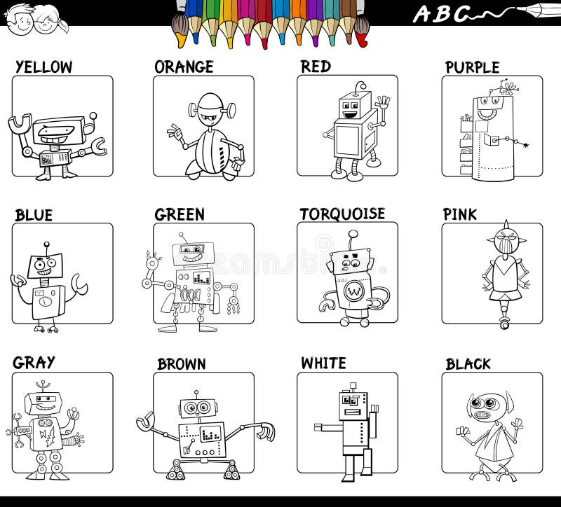 Educational Basic Colors Set Coloring Book Stock Vector - Illustration ...
