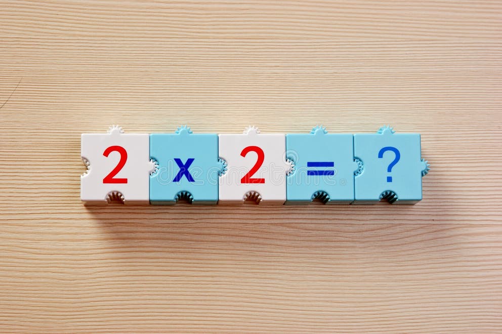 Educational Blocks with Math Problems on the Table Stock Photo - Image ...