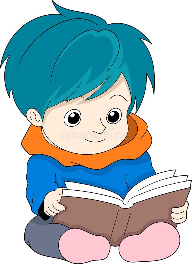 Educational Cartoon Doodle Illustration, Child is Sitting Learning ...