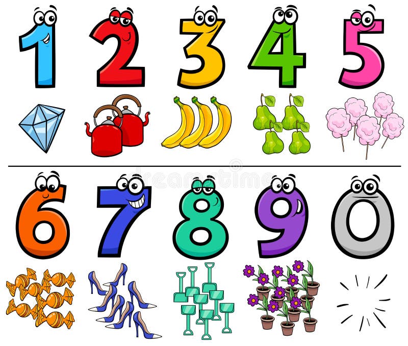 Educational Cartoon Numbers Set with Objects Stock Vector ...