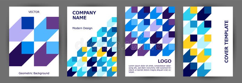 Educational Catalog Front Page Layout Collection Vector Design. Bauhaus ...