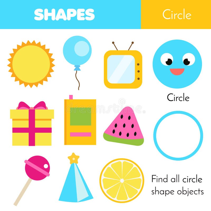 Educational Children Game. Learning Geometric Shapes. Circle Stock ...