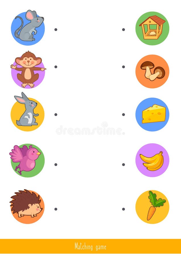 Matching Children Education Game, Kids Activity. Match Animals With Box ...