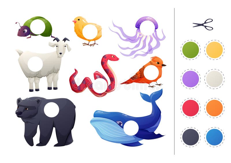 Educational Children S Patch Game. Learning Basic Colors, Cutting and ...