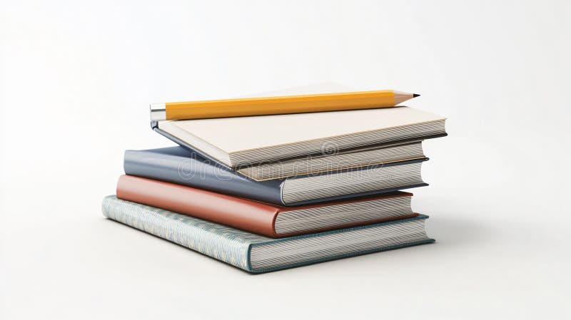 Educational Concept with 3D Stack of Textbooks and Note, Study ...