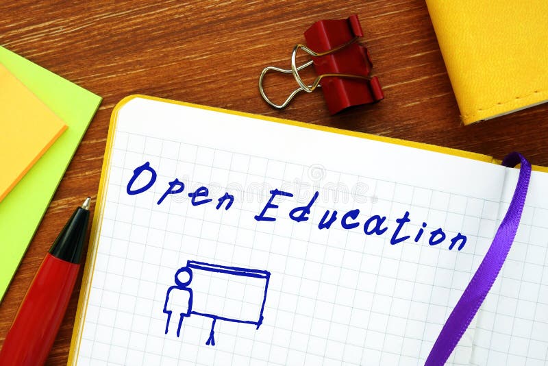 Educational Concept about Open Education with Sign on the Sheet Stock ...