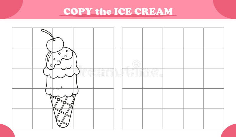 Copy the Picture Activity Game for Kids Featuring Ice Cream Stock ...