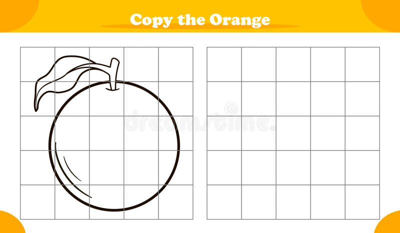 Copy the Picture Activity Game for Kids Featuring Orange Fruit Stock ...