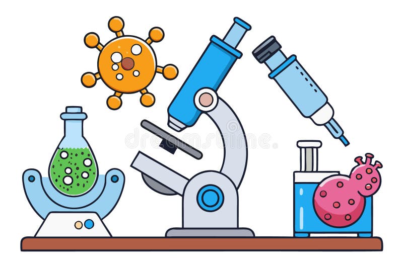 Educational and Creative Cartoon Illustrations of Microscopes ...
