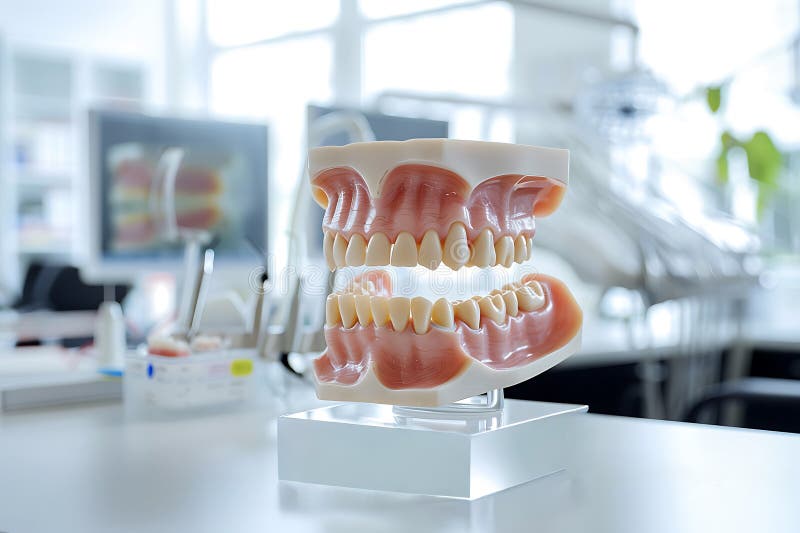 Educational Cross-section of Denture Model with Labeled Teeth on ...