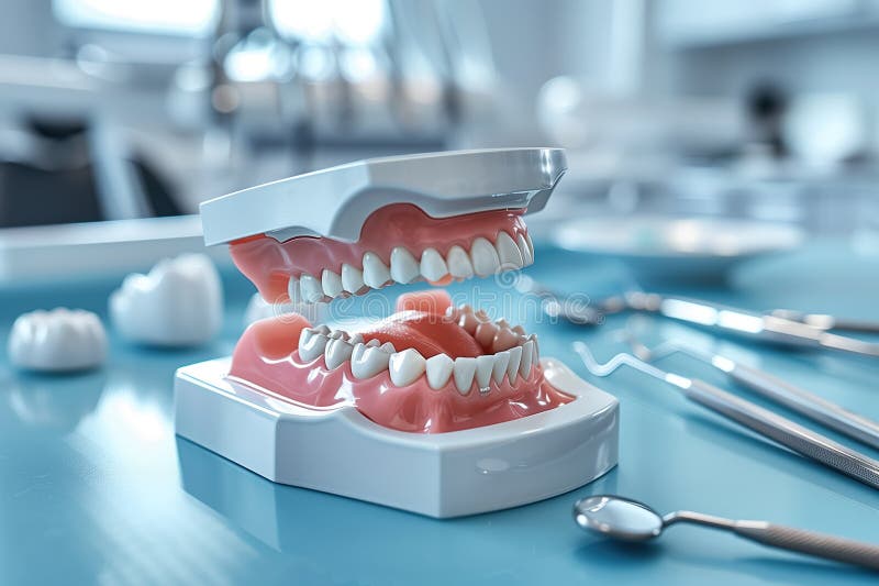 An Educational Dental Model Displaying a Full Set of Upper and Lower ...