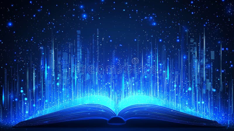 An Educational Digital Book in a Futuristic Digital Style. Stock Image ...