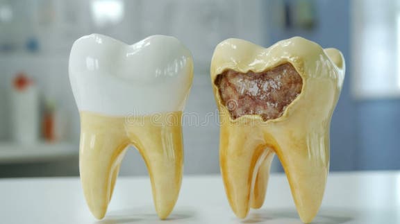 Educational Display of Healthy and Decayed Teeth in a Dental Clinic ...