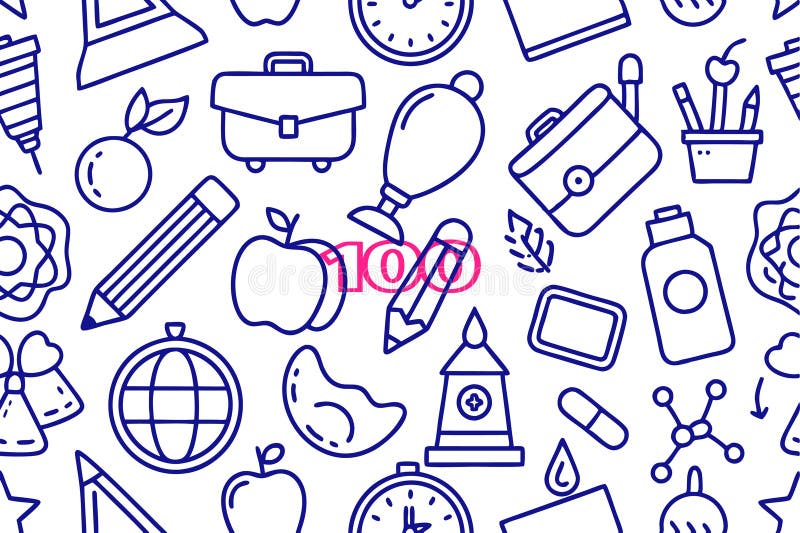 Educational Doodle Seamless Pattern Vector Illustration Design for Kids ...