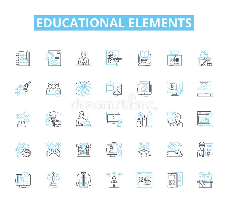 Educational Elements Linear Icons Set. Curriculum, Lesson Plans ...